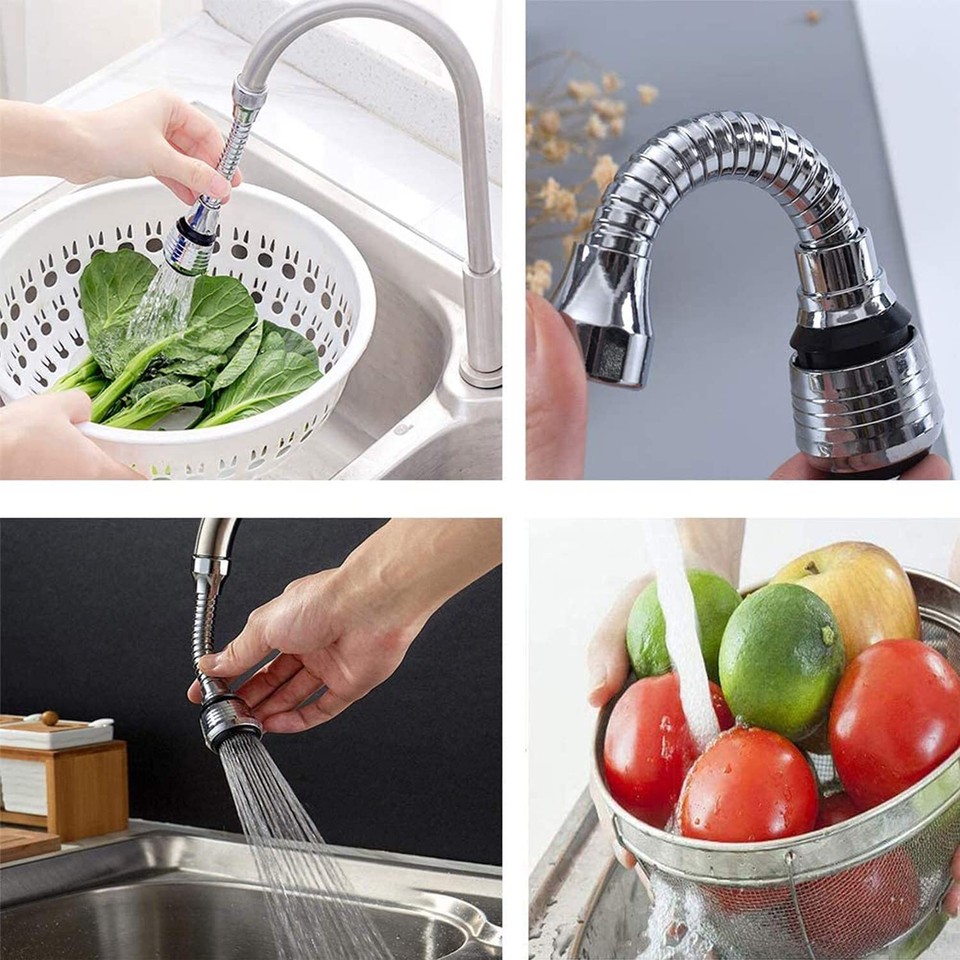 360° Flexible Bendable Extender Faucet Kitchen Sink Tap Spray Head ...