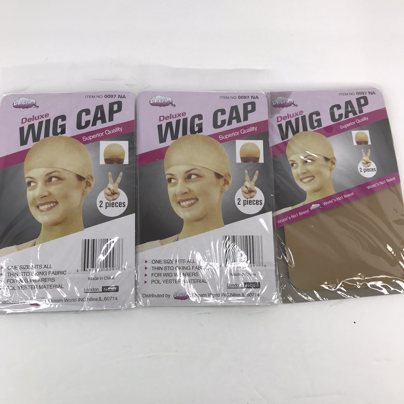 3 Packages Dream Deluxe Wig Cap Superior Quality One Size Fits All (2 ...
