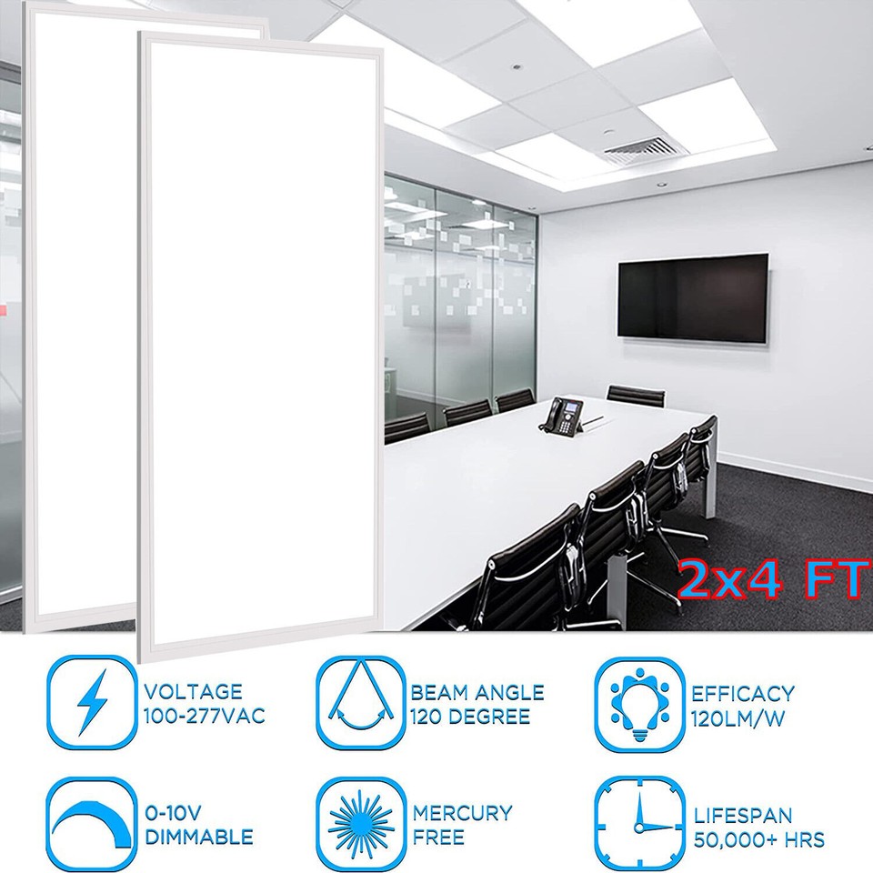 4 Pack 4x2 LED Flat Panel Light 75W Drop Ceiling Light Indoor ...