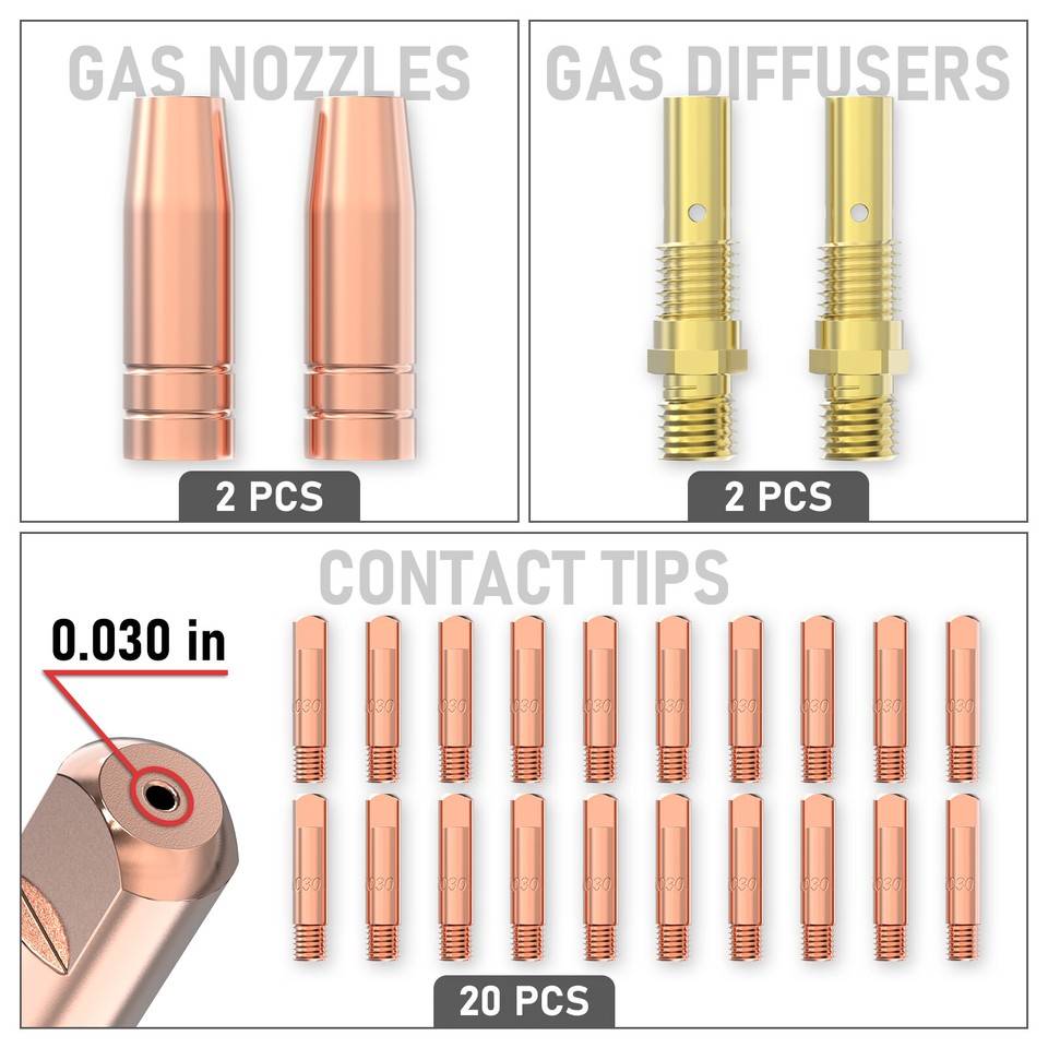 MIG Welding Gun Kit .030" Tip-Nozzle-Diffuser for Lincoln Magnum 100L ...
