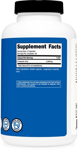 Nutricost D-Aspartic Acid (DAA) Capsules 2000mg Per Serving (180 ...