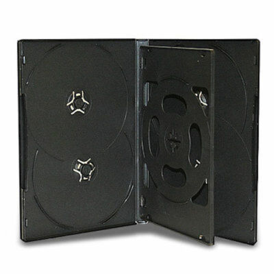 50 Standard 14mm Black 6 Disc DVD Storage Case Box with Tray for CD DVD ...
