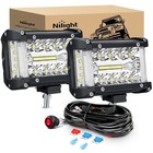 Nilight Side Shooter LED Light Bar 2PCS 4.3Inch Triple Row Spot Flood ...