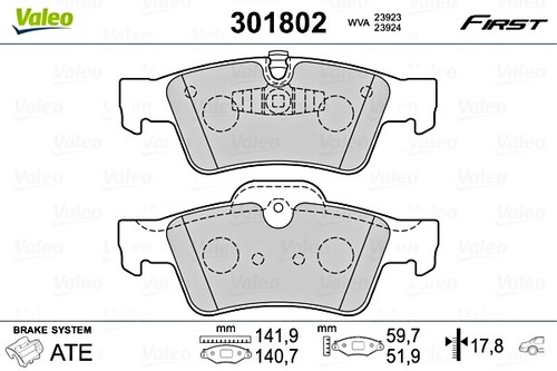 VALEO Scheibenbremse Bremsbelagsatz Hinterachse Für MERCEDES V251 ...