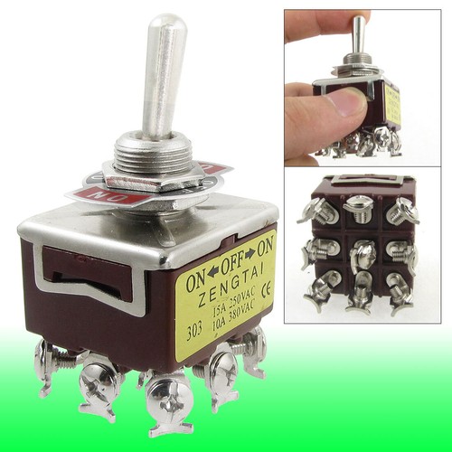 AC 250V 15A 380V 10A on-center off-on 3P2T 3PDT 9 Screw Terminals ...