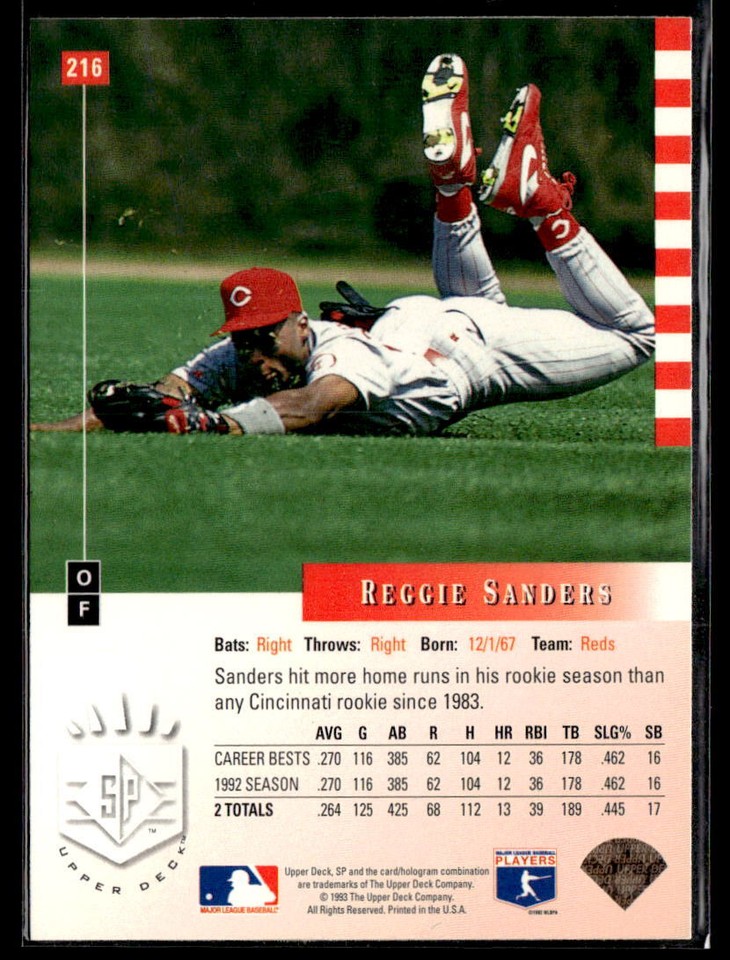 1993 SP #216 Reggie Sanders Near Mint or Better | eBay