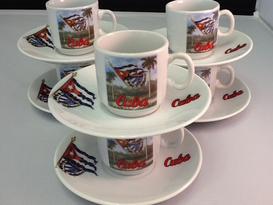 Cuban Espresso Coffee Cup Set 6 Cup 6 Saucer Flag Cuba Isla Island #4 ...