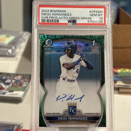 2023 1st Bowman Chrome Diego Hernandez KC Royals Green Grass Refractor ...