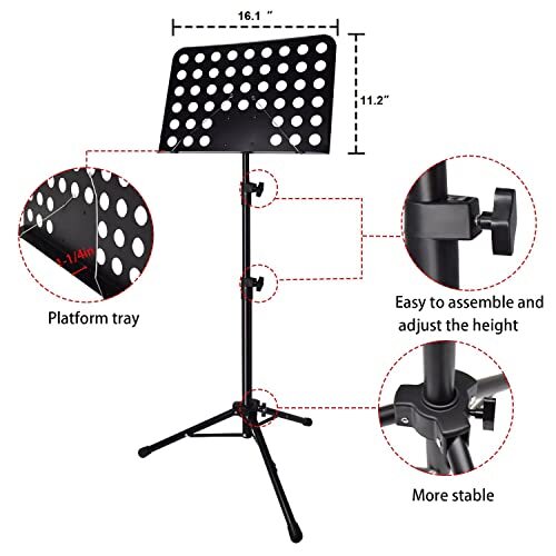 Sheet Music Stand with Light & Phone Holder, Music sheet stand with ...