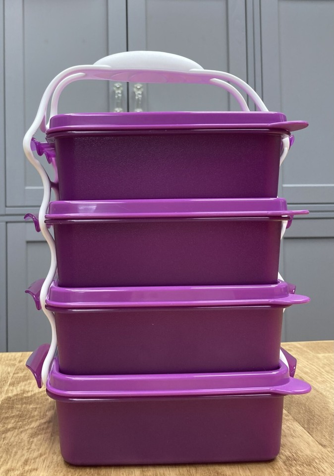 Tupperware CrystalWave Goody Box Container Set with Handle-Color Choice ...