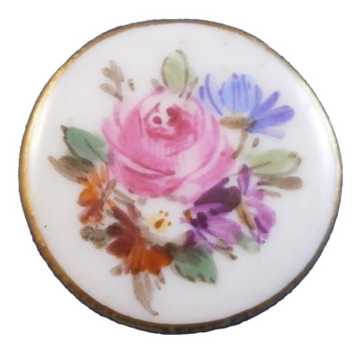 Antique 19thC Meissen Porcelain Floral Button Porzellan Knopf German ...