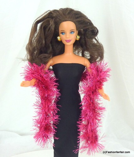 Handmade 4 Barbie Boa Wrap Shawl clothes Magenta Sparkle Fringe 14in FR ...