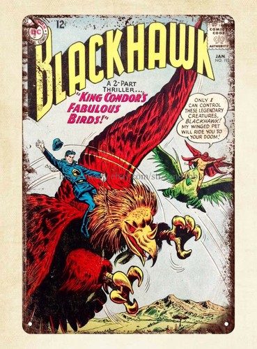 advertising wall decal Blackhawk comic 1964 metal tin sign | eBay