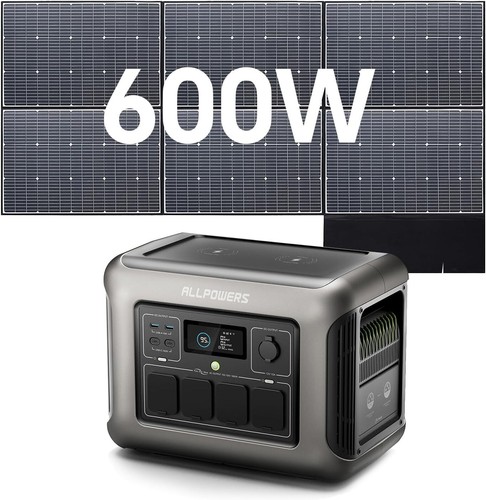 ALLPOWER R1500 Power Station 1800W Solar Generator + SP039 600W Solar ...