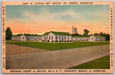 Postcard SC Crescent Beach South Carolina Spencer Court & Grille Linen ...