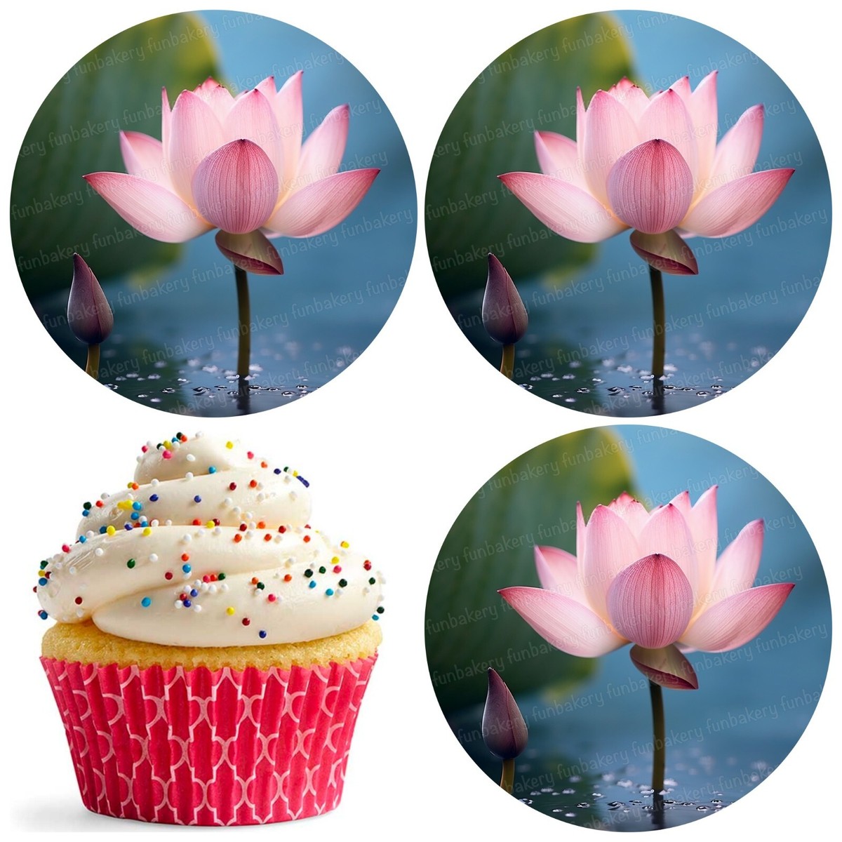 Vietnamese Lotus Flower Cupcake Topper Lotus Cake Topper Etsy UK