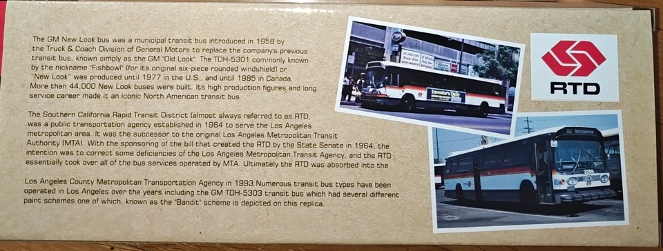 Iconic Replicas GM New Look Fishbowl LA RTD Bus - Bandit Scheme 1:43 ...