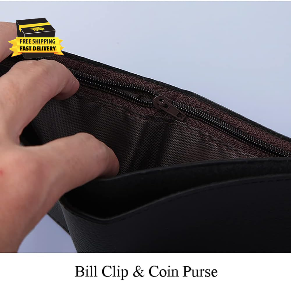 Slim Wallet for Men with Coin Purse, Minimalist Wallet with Zipper ...