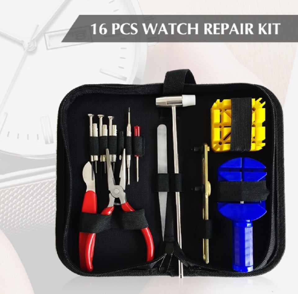 16Pcs Professional Watch Repair Tool Kit-Case Opener, Link Remover ...