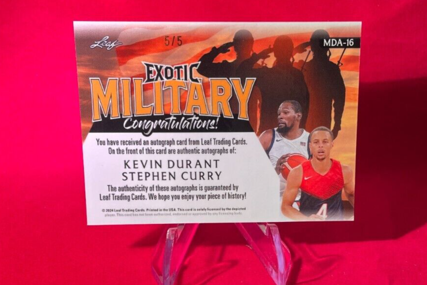 STEPHEN CURRY🏀 KEVIN DURANT 🏀2024 LEAF EXOTIC MILITARY TANK MBT AUTO ...