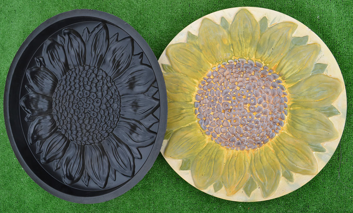 Concrete mold sunflower plaster concrete stepping stone garden path ...