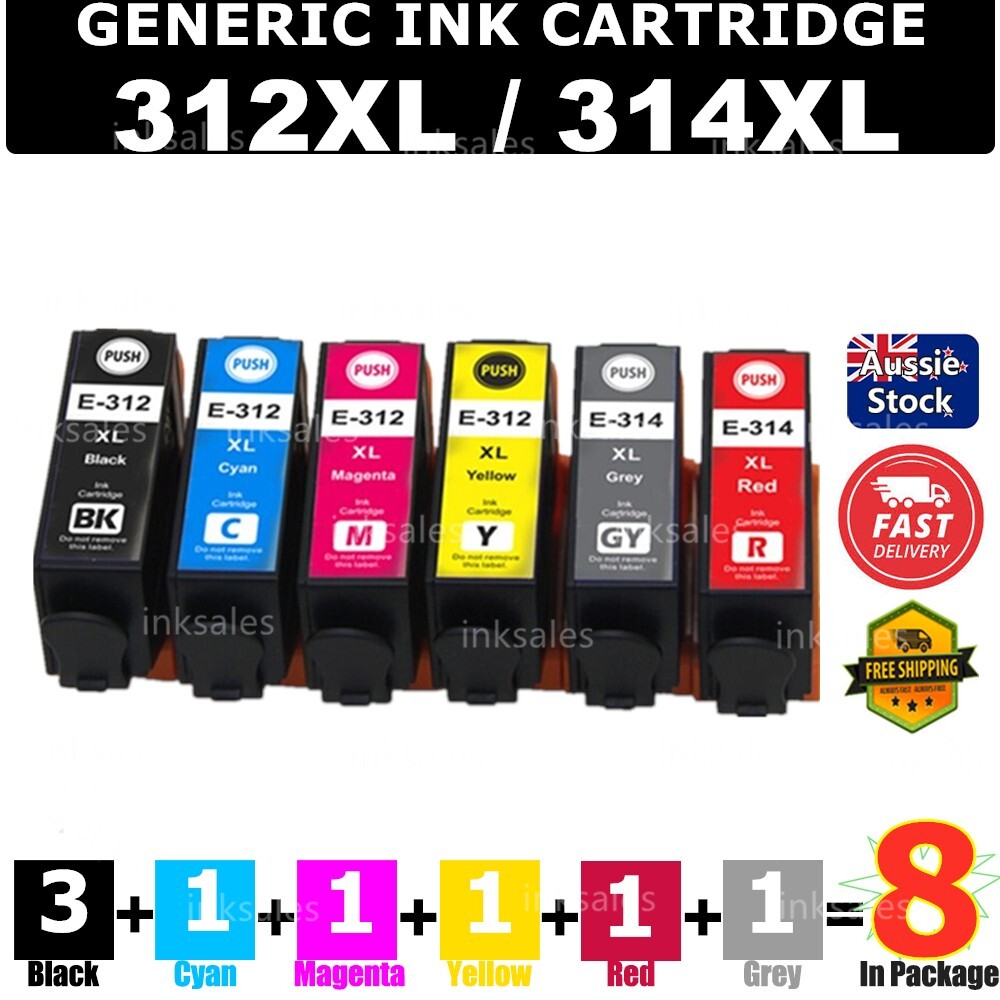 8x Generic 312XL & 314XL 312 314 XL Ink Cartridge For Epson Expression ...