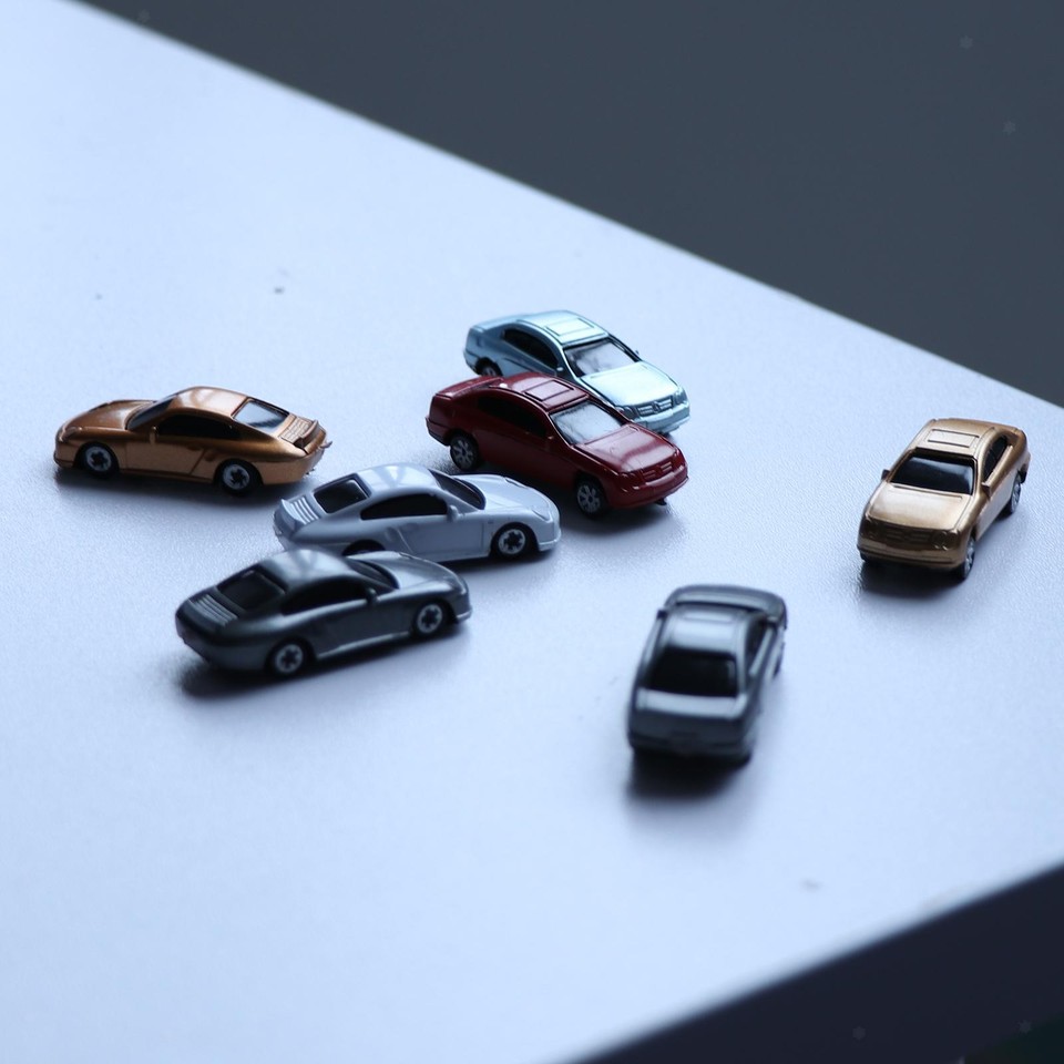 50pcs HO Scale Model Cars Vehicles 1:87 Building Scenery Railway Layout ...