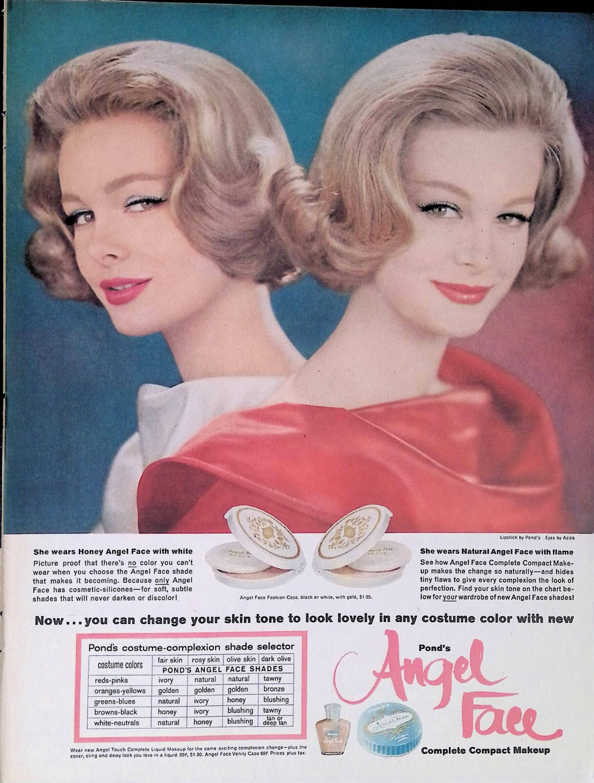 Print Ad 1960's Ponds Angel Honey Face Two Beautiful Women Cosmetics ...