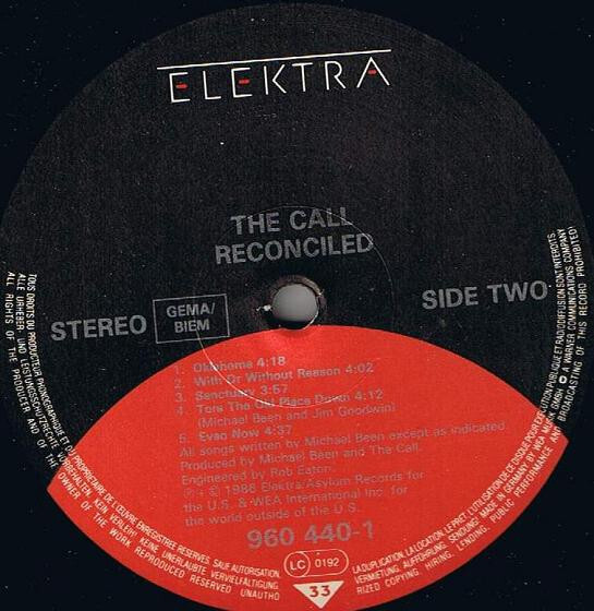 The Call ‎– Reconciled Vinyl LP Album Europe 1st press ANALOGUE 1986 ...