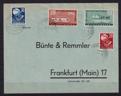AK513) Französische Zone Württemberg Nr. Nr. 49 - 50 + Nr. 51 - 52 auf ...