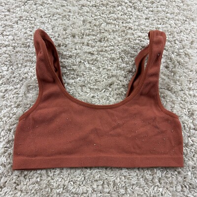 Colsie Womens Size Medium Bralette Bra Brick Red Ribbed Scoop Stretchy ...