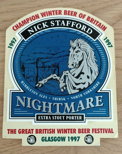NICK STAFFORD'S HAMBLETON ALES - NIGHTMARE STOUT PORTER 5% Real Ale ...
