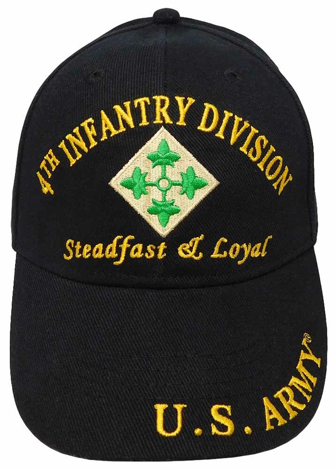 U.S. Army 4th Fourth Infantry Division Yellow Letters Black Embroidered ...