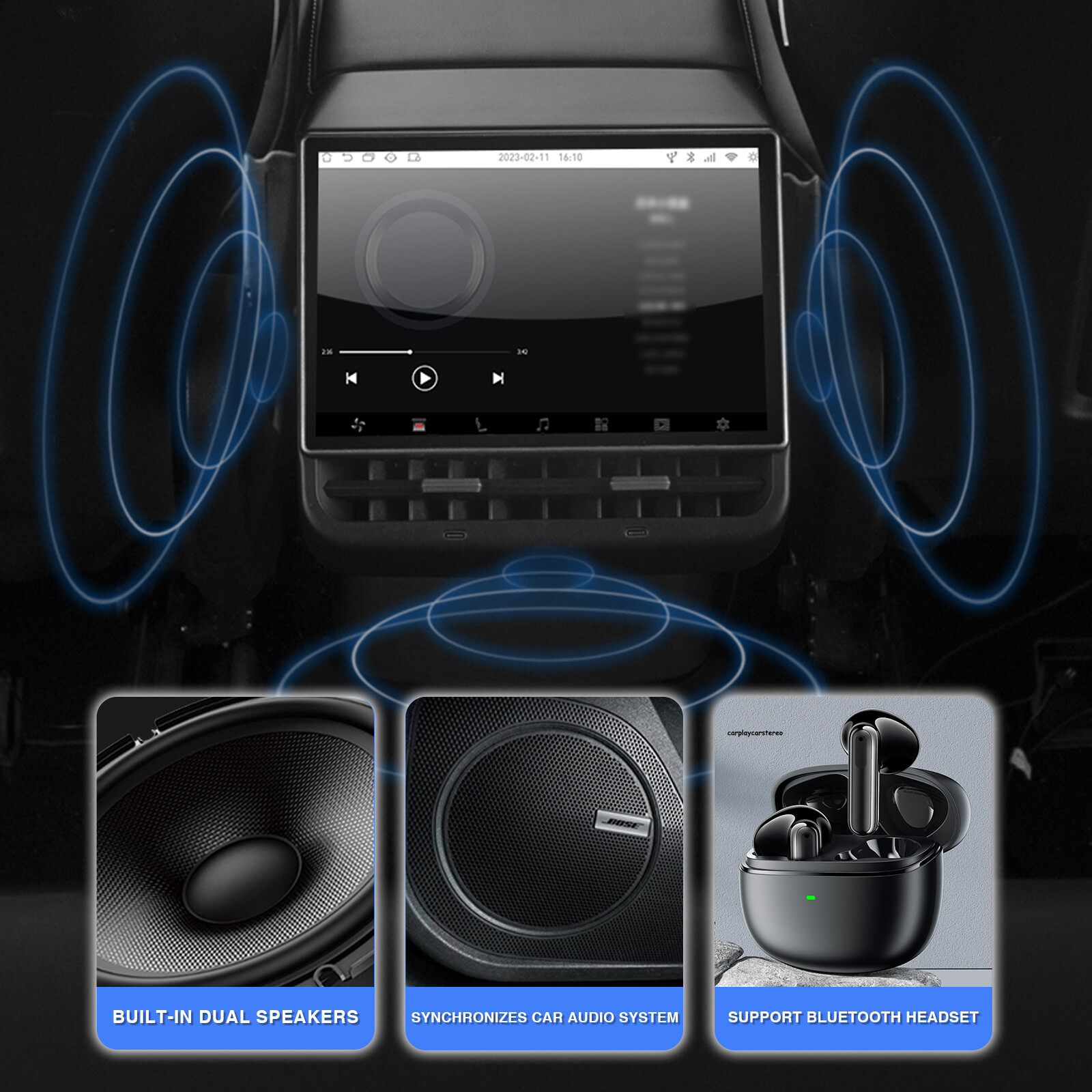 8.66'' Rear Entertainment Screen compatible with Tesla MODEL 3/Y (26 ...