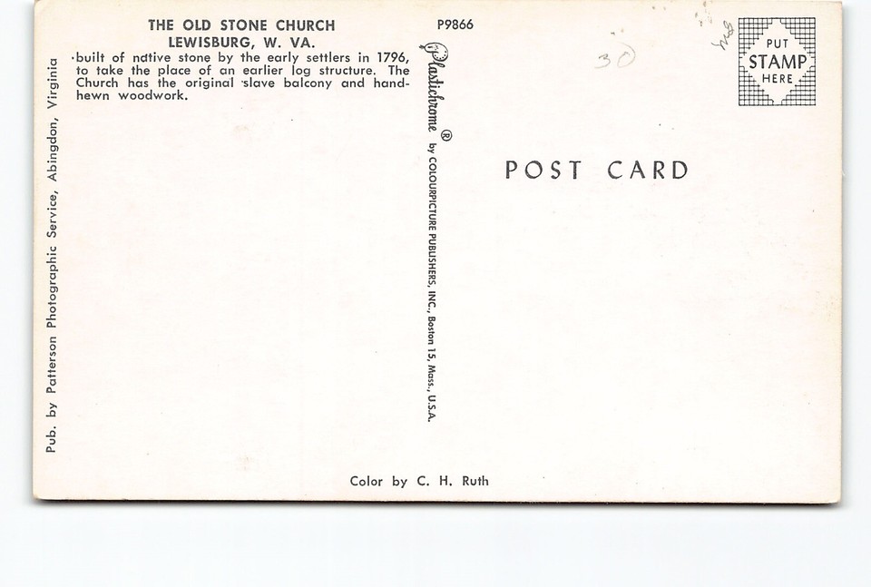 Old Stone Church Lewisburg West Virginia WV Chrome Postcard Vtg ...