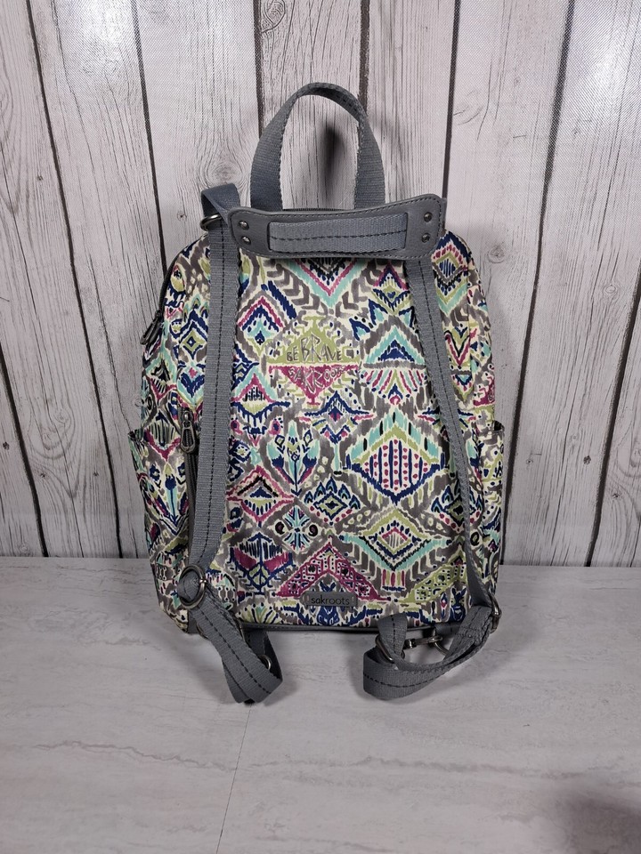 Sakroots Be Brave Beautiful Backpack Skinny Straps Pink Green 10 ...
