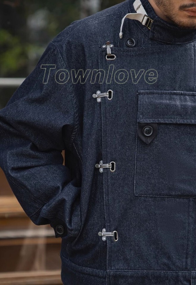 Swedish Motorcycle Jacket Men's Denim Jacket Vintage Casual Coat Work ...