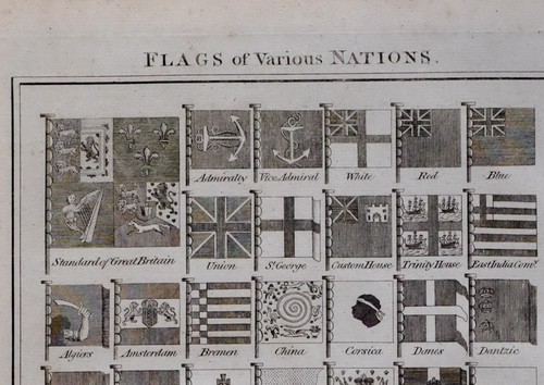 1788 ORIGINAL PRINT FLAG OF NATIONS GREAT BRITAIN AMSTERDAM MALTA ...