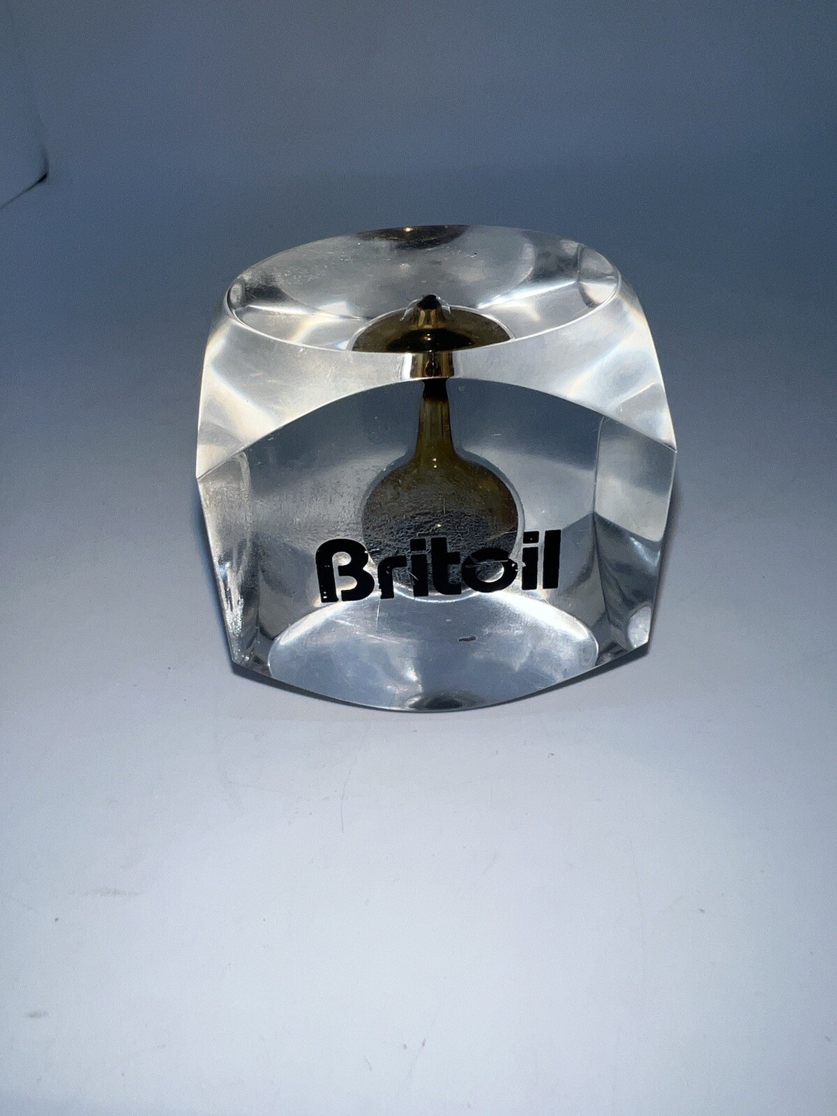 BRITOIL PERSPEX PAPERWEIGHT WITH A BUBBLE OF OIL | eBay