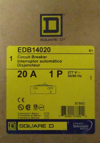 SQUARE D EDB14020 Single Pole 20 Amp Type EDB Circuit Breaker 277 V | eBay