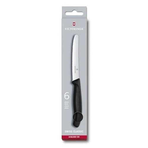 Victorinox Swiss Classic Set of 6 Black Tomato and Table Knives Durable ...
