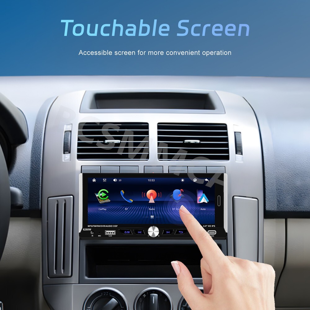 Car Multimedia Player Android 6.9in 1DIN Stereo Radio Carplay Android ...