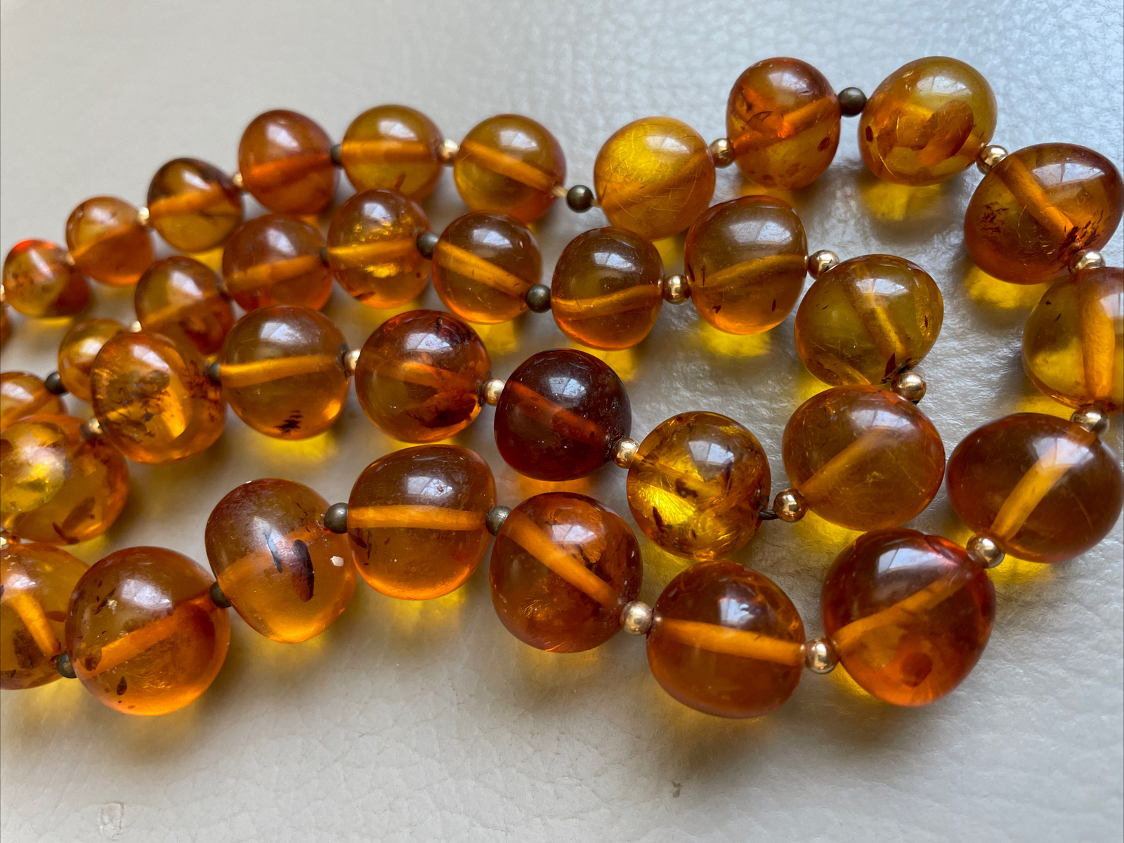 Antique Authentic Honey Cognac Baltic Amber Bead 24" … - Gem