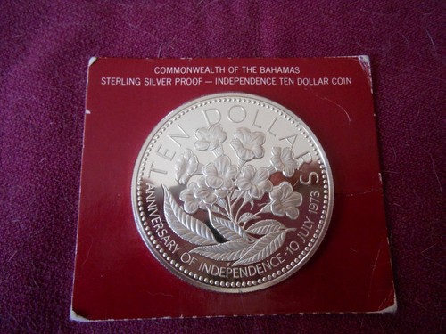 Bahamas 1976 10 Dollars 1.46 Silver Coin - Sealed Proof - 50mm Diameter ...