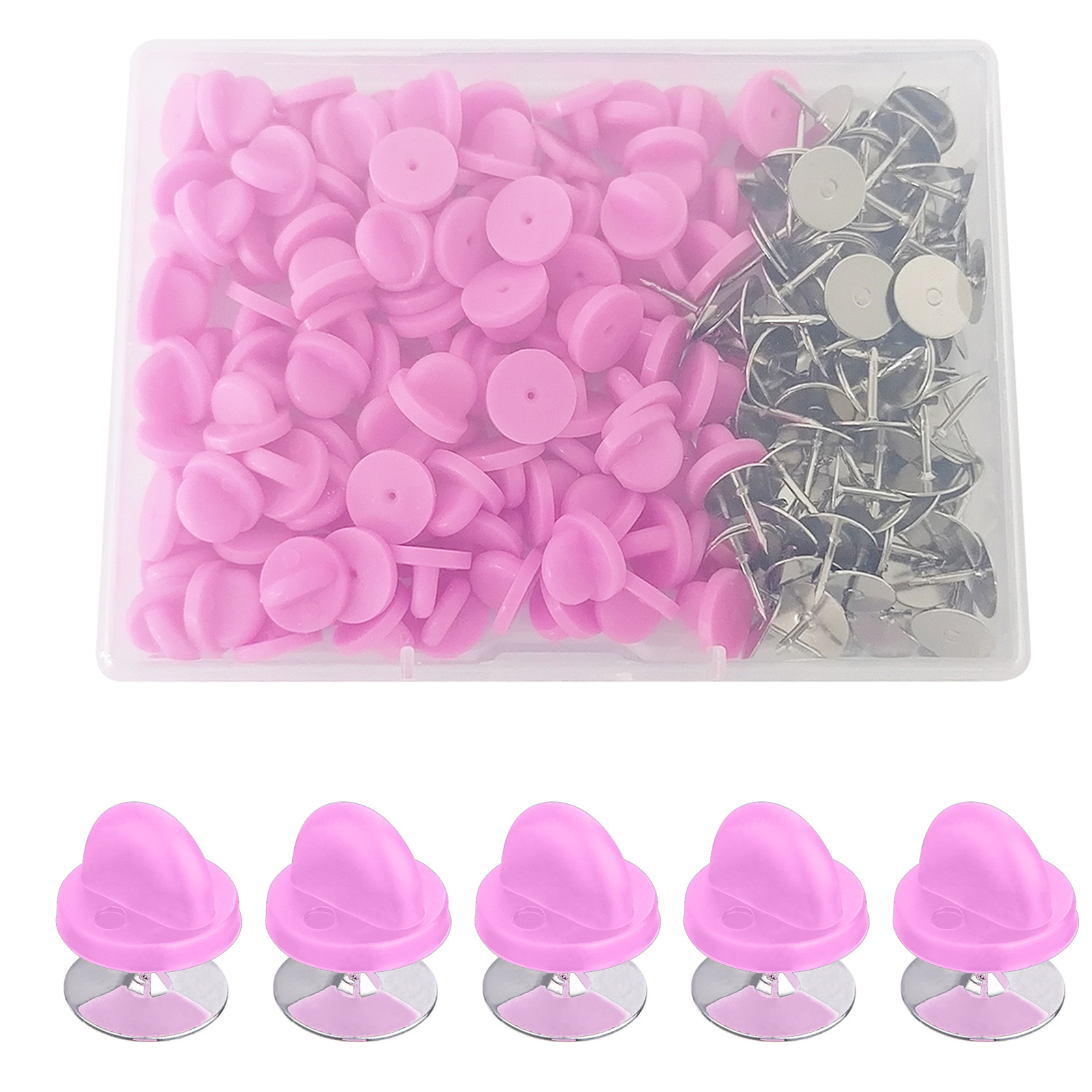 200pcs/100 Set With Tie Tack Hat Uniform Badges Holder Clasp Rubber Pin ...