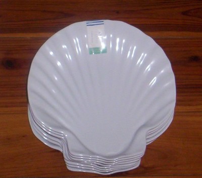 Coastal Collection Melamine Clam Shell Dinner Plates NEW Set of 4 | eBay