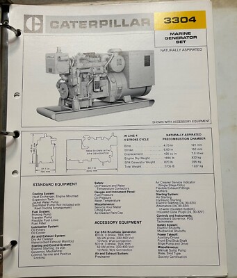 CATERPPILAR 3304 Marine Generator Set Naturally Aspirated Manual Sheet ...