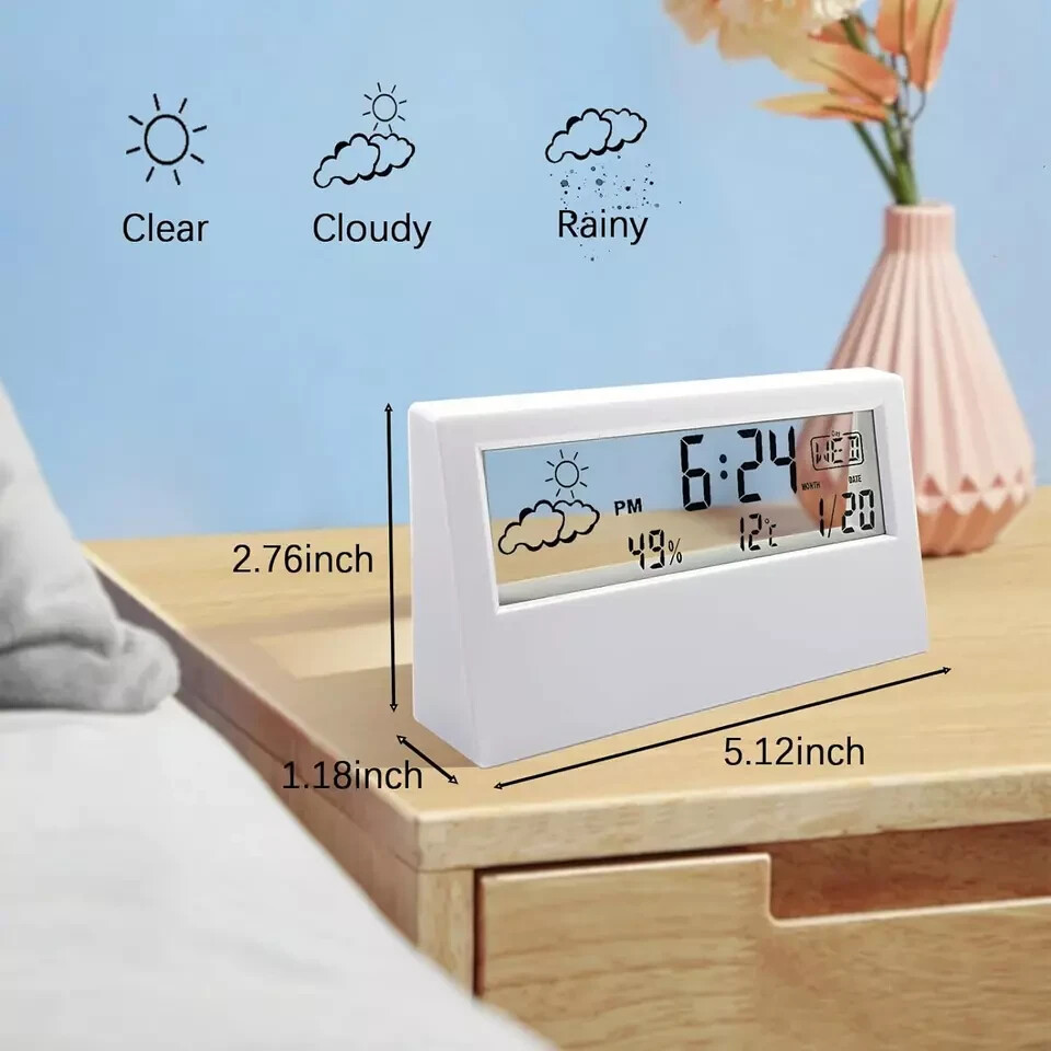 Desk Clock, Digital Alarm Clock, Transparent Modern Design, Temperature ...