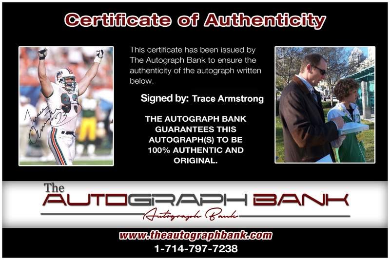 Trace Armstrong signed NFL football 8x10 photo W/Cert Autographed ...