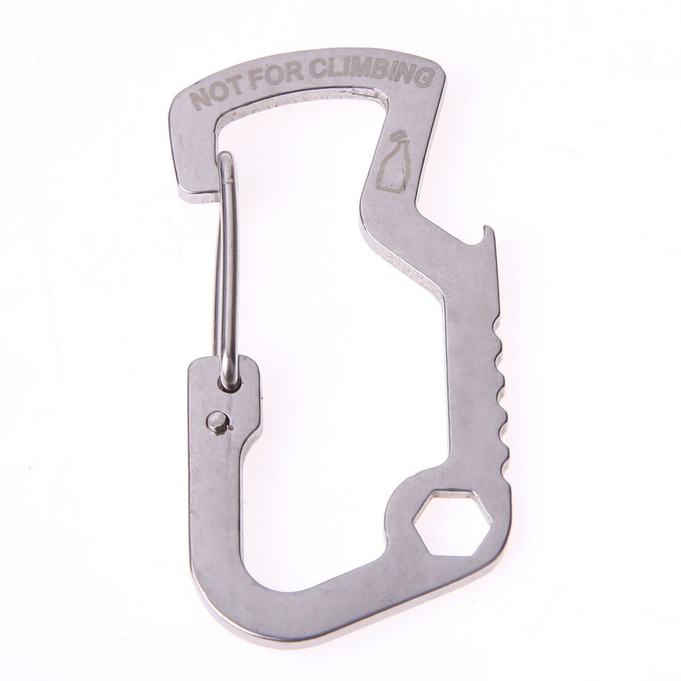 D-type Keychain Carabiner Stainless Steel Mini Multi-tool Carabiner ...